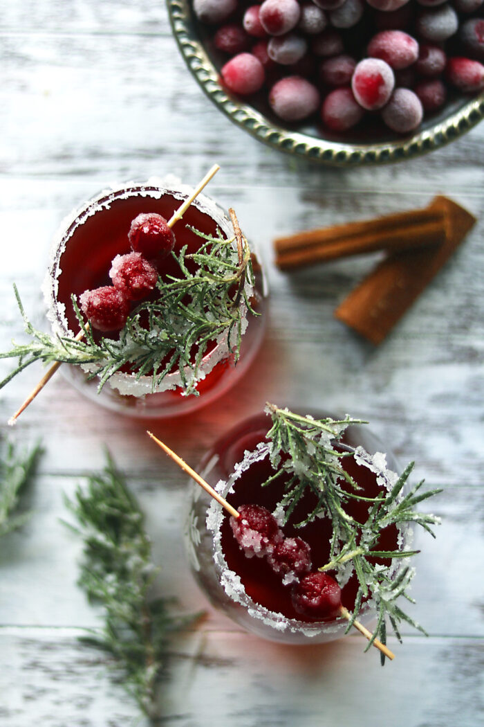 Winter Solstice Cocktail with Rosemary & Cranberry