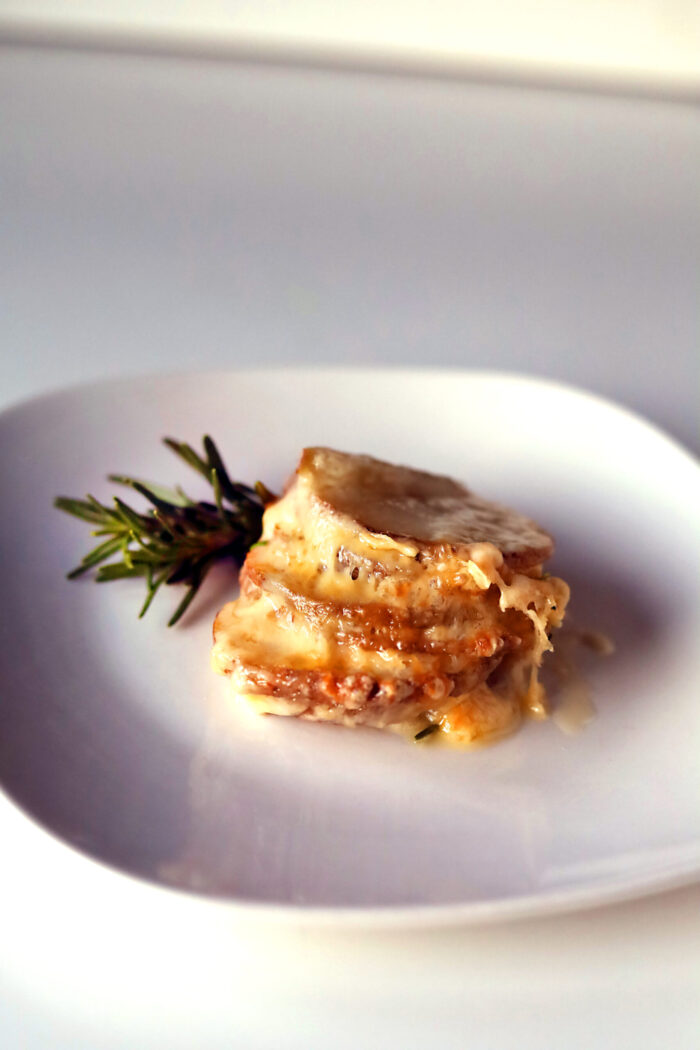 Imbolc Gourmet Potatoes Au Gratin with Gruyere, Gouda & Rosemary